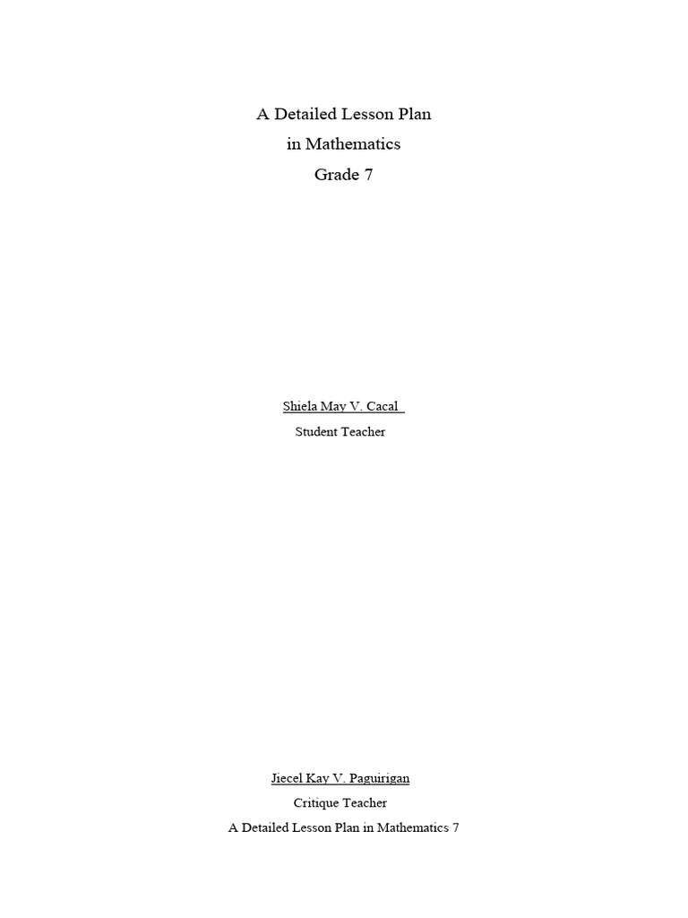 A Detailed Lesson Plan | Download Free PDF | Numbers | Rational Number