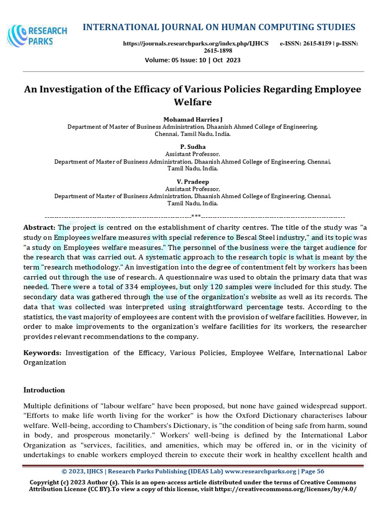 An Investigation of The Efficacy of Various Policies Regarding Employee ...