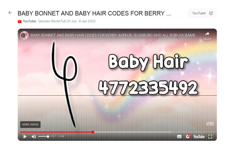 Baby Hair Codes Bloxburg - Google Search | PDF