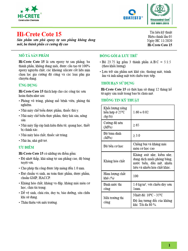 Hi-Crete Cote 15 VN - Rev1120 | PDF