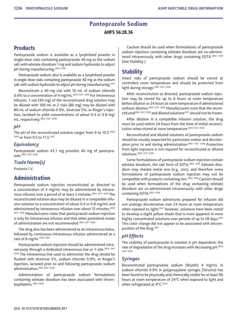 Pantoprazole Sodium Injection Guide | PDF | Intravenous Therapy ...
