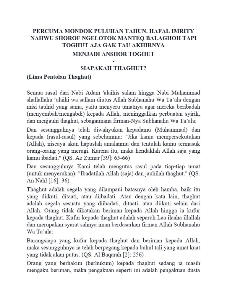 Lima Pentolan Thaghut dalam Islam | PDF