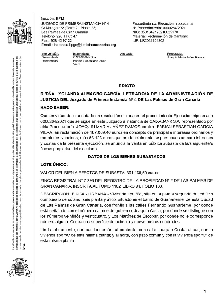 Documento 1 | PDF | Subasta | Pagos