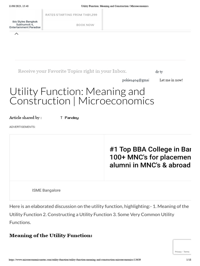Utility Function | PDF | Utility | Microeconomics