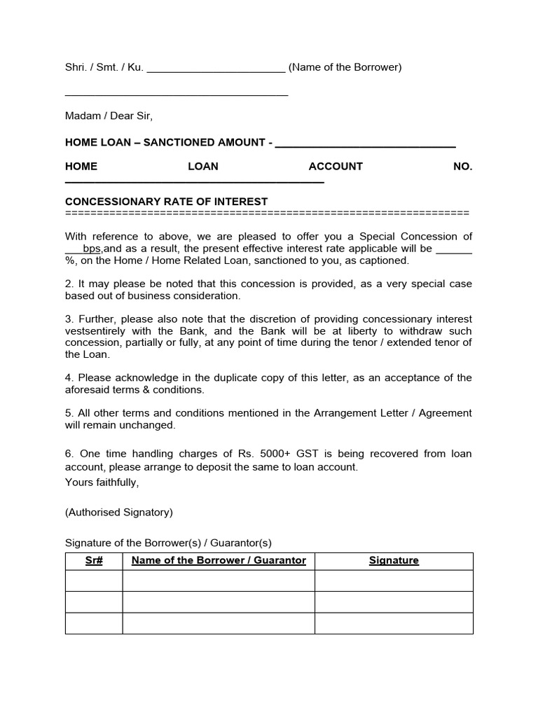 Undertaking From Borrower For Lower Roi | PDF