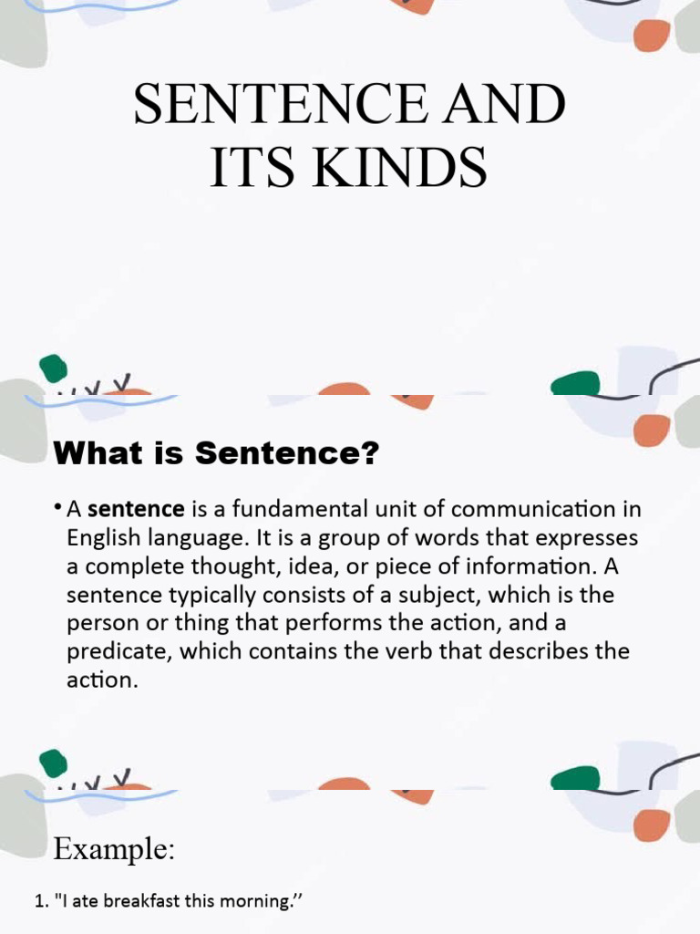 Sentence and Its Kinds | Download Free PDF | Sentence (Linguistics ...
