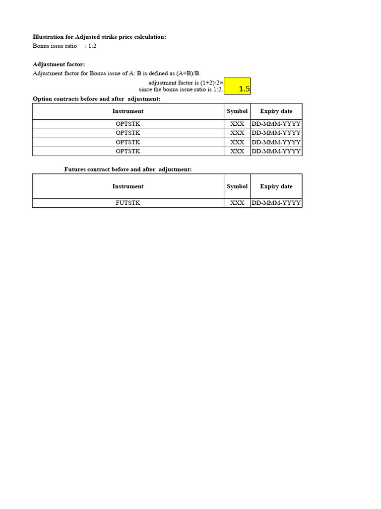 Adjustment of Futures and Options Contracts Calculator | PDF | Futures ...