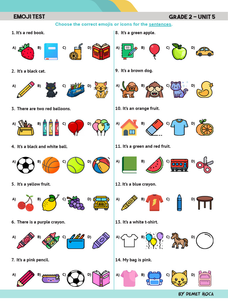 Emoji Test for Grade 2 | PDF