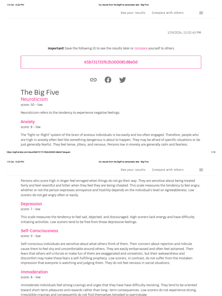 My Results From The BigFive Personality Test - Big Five | PDF ...