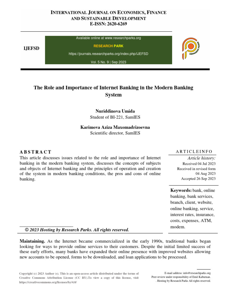The Role and Importance of Internet Banking in The Modern Banking ...