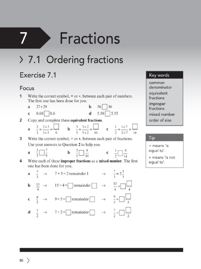 Chapter 7 Fractions | PDF