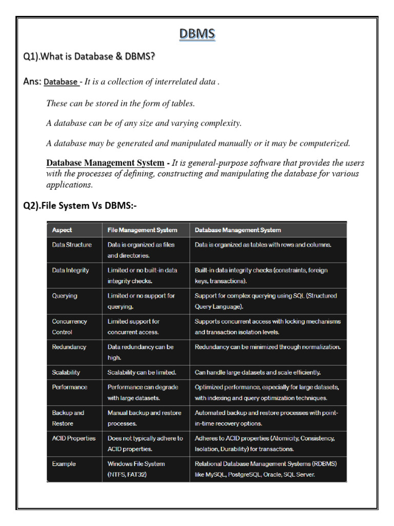 Dbms Short Notes | Download Free PDF | Relational Database | Databases