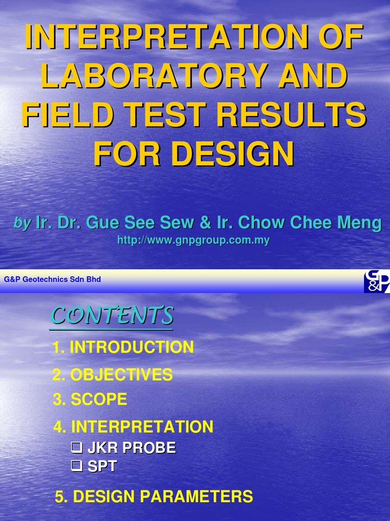 Interpretation of Laboratory and Field Test Results For Design | PDF ...