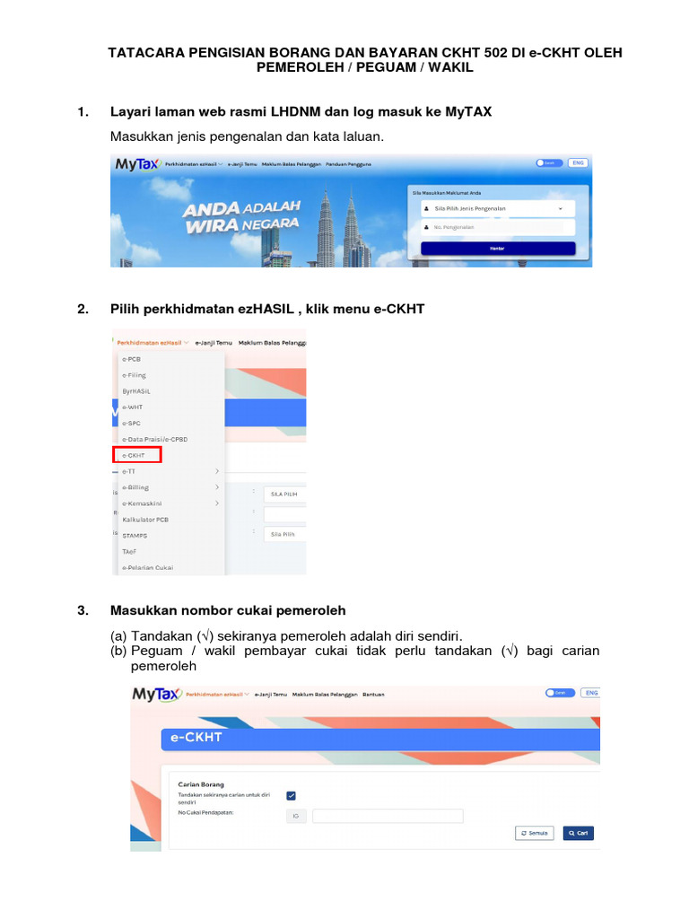 Tatacara Isi Borang Dan Bayaran CKHT 502 Melalui Sistem e CKHT 12012023 ...