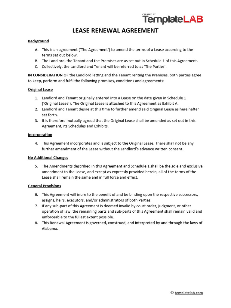 Generic - Lease Amendment Agreement - TemplateLab | PDF | Lease ...