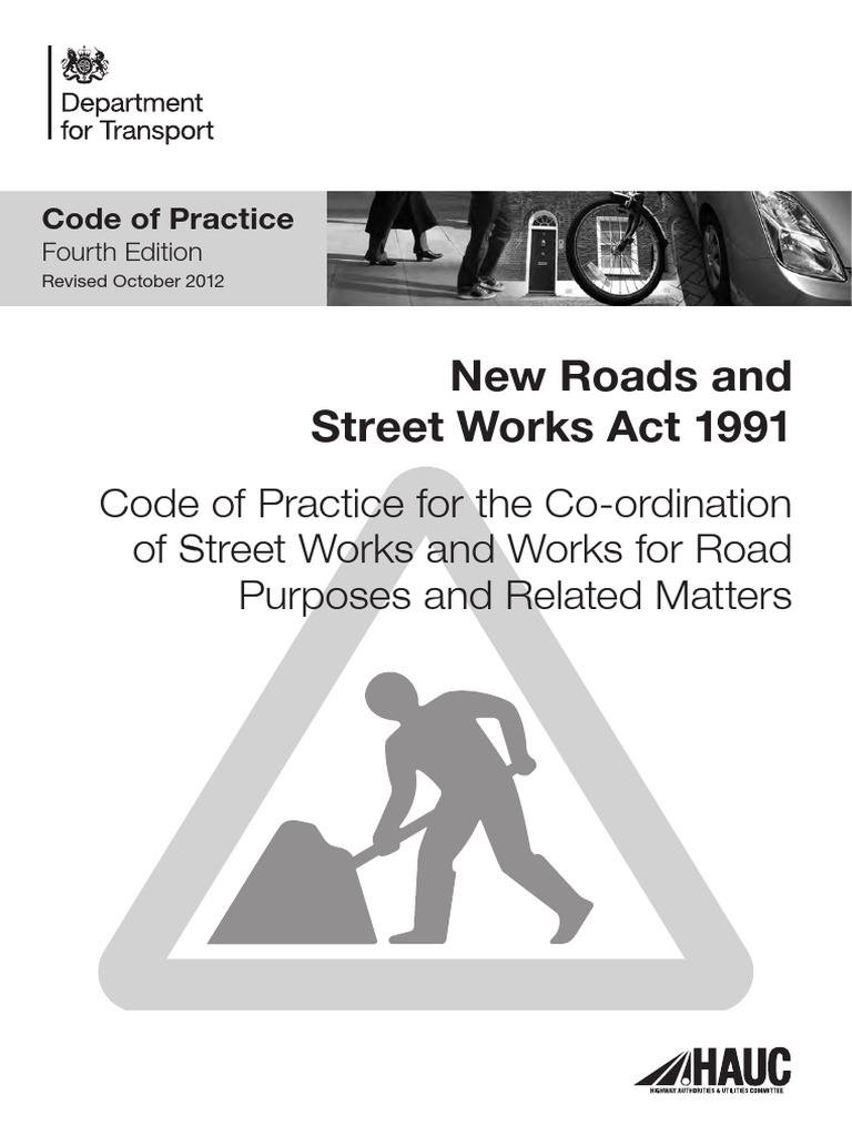 Street Works Code of Practice | PDF | Traffic | Highway