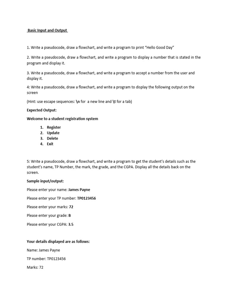 Wk4-Basic Input and Output | PDF