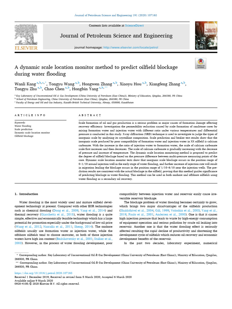 A Dynamic Scale Location Monitor Method To Predi - 2020 - Journal of Petroleum S | PDF ...