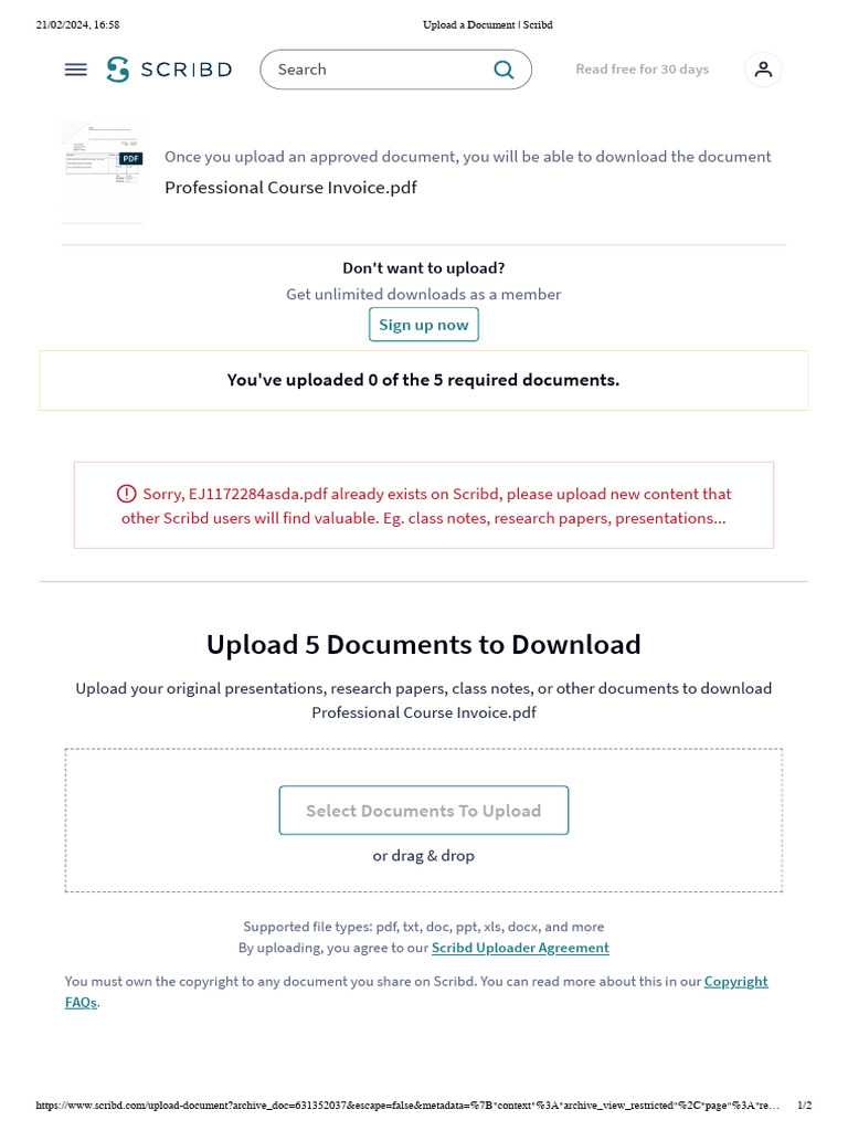 Upload A Document - Scribd | PDF | Scribd | World Wide Web