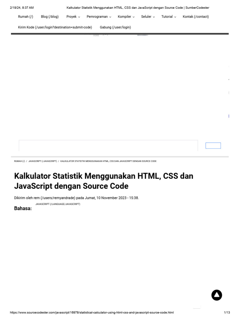 Kalkulator Statistik Menggunakan HTML, CSS Dan JavaScript Dengan Source ...
