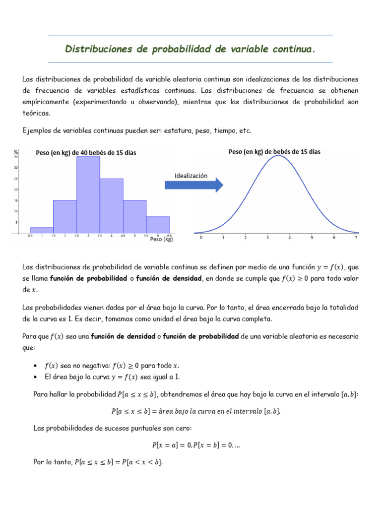 Dist Continua y Normal | PDF | Distribución de probabilidad | Función de densidad de probabilidad