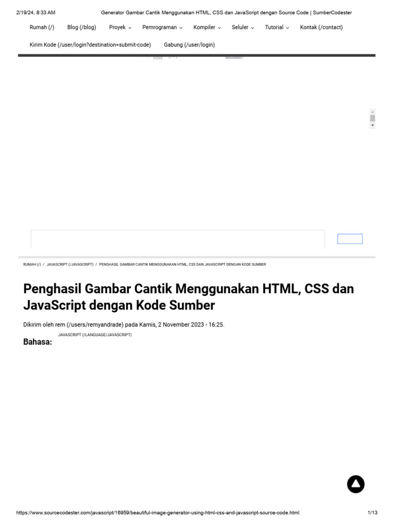 Generator Gambar Cantik Menggunakan Html Css Dan Javascript Dengan Source Code Sumbercodester