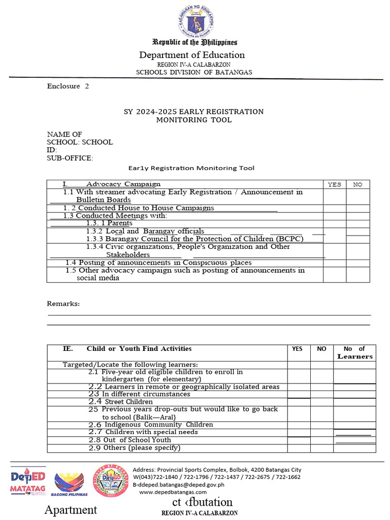 Monitoring Tool For Early Registration | PDF