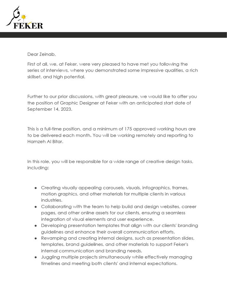 Graphic Designer Job Offer at Feker | PDF | Human Communication ...