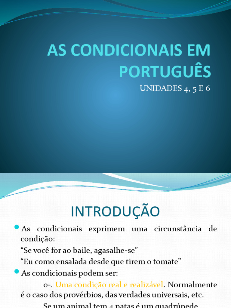As Condicionais em Português | PDF | Mecânica da linguagem | Morfologia ...