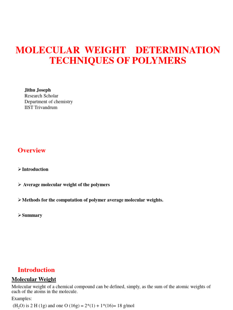 Polymer Chemistry-Mw Techniques-Seminar | PDF | Polymers | Ethylene