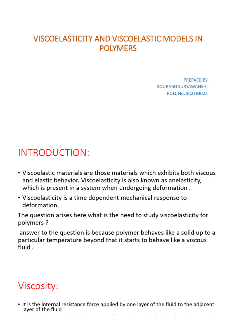Viscoelasticity and Viscoelastic Models in Polymers | PDF | Viscosity | Viscoelasticity