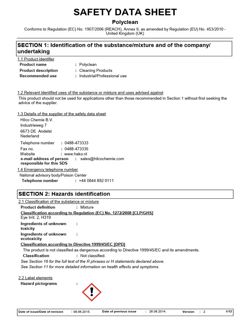 Aanvraag b15 Abm Stoffentoets Sds | PDF | Waste | Toxicity