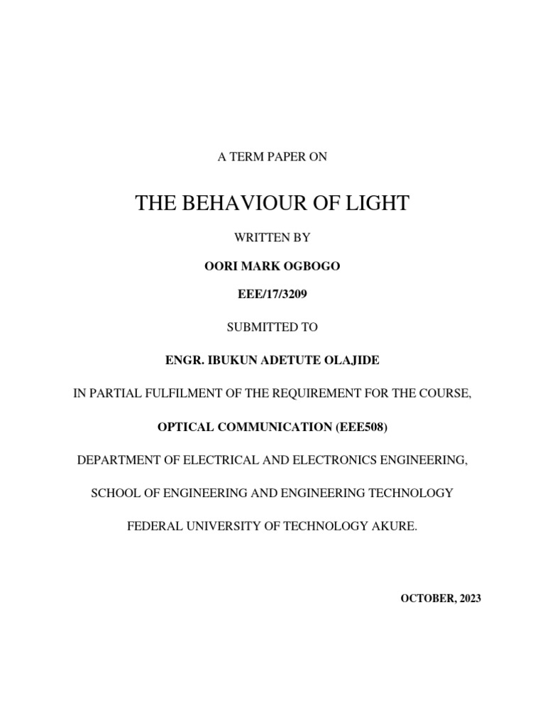 Behaviour of Light - EEE173209 | PDF | Dispersion (Optics) | Light