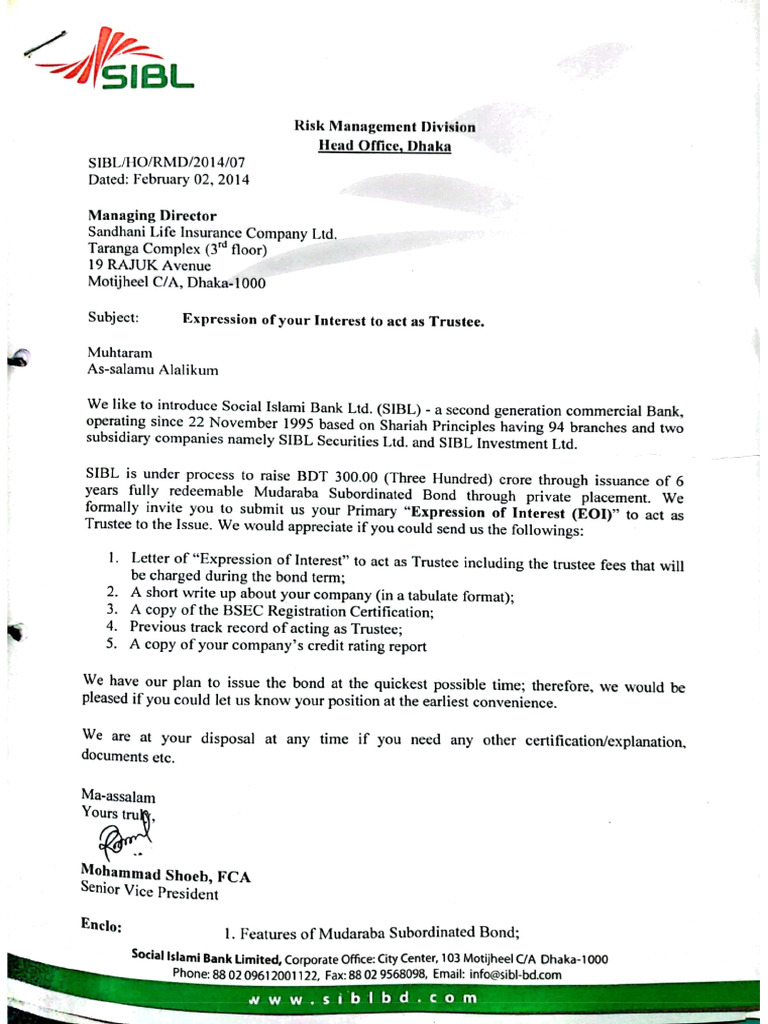 Sample Invitation Letter Bond | PDF