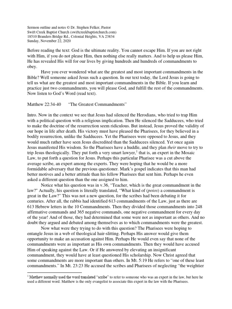 Matthew22 34 40 Pdf Jesus Ten Commandments