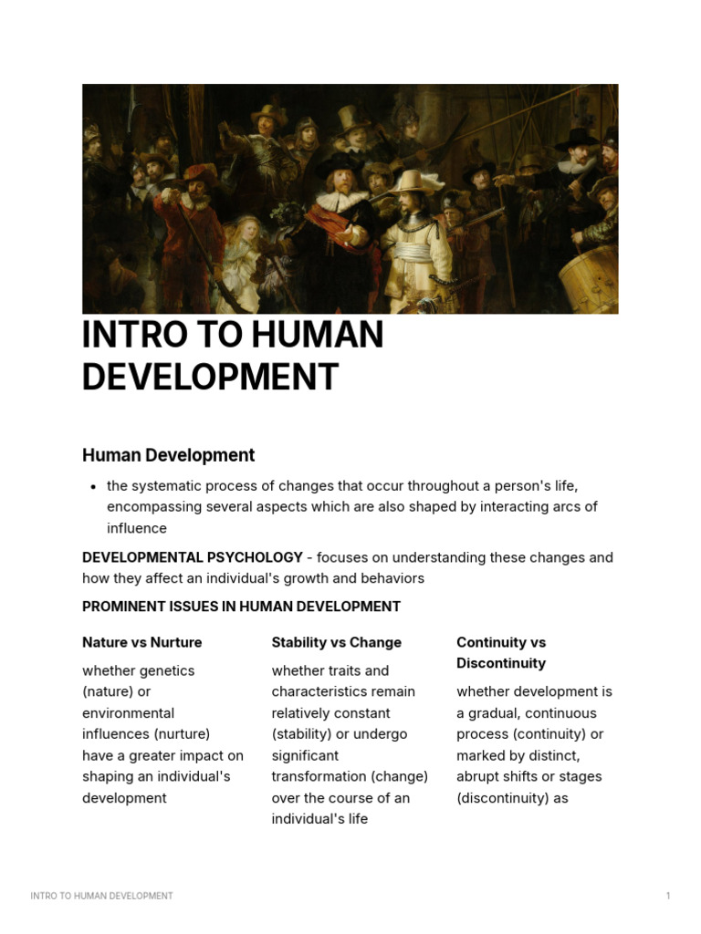 Intro To Human Development | PDF | Developmental Psychology | Nature ...