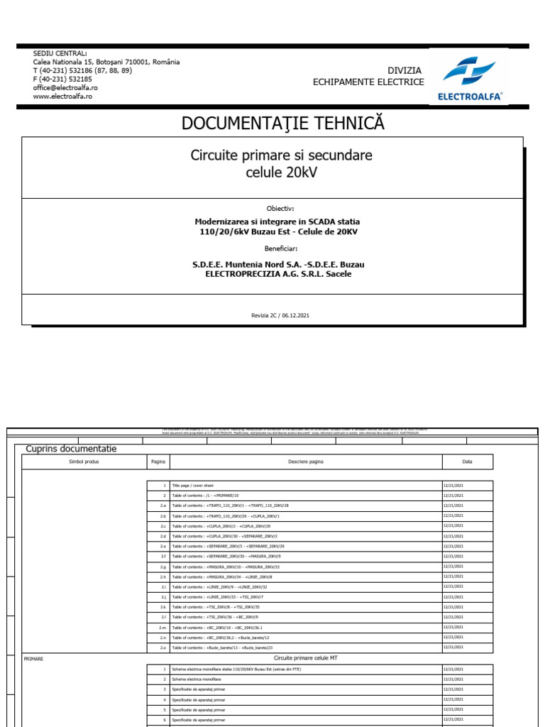 Celule 20kV - ST Buzau Est - 2C | PDF | Technology & Engineering