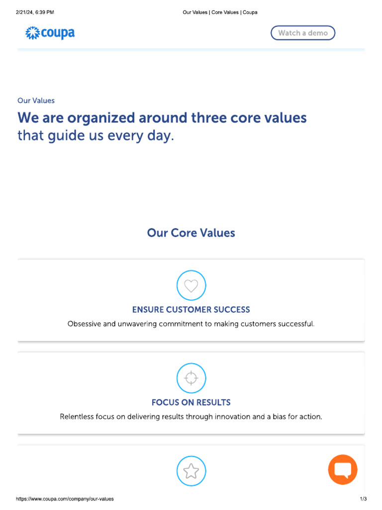 Our Values - Core Values - Coupa | PDF