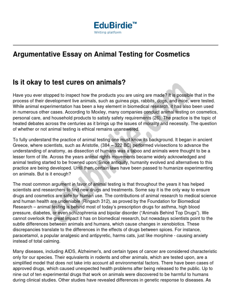 Argumentative Essay On Animal Testing For Cosmetics | PDF | Animal ...