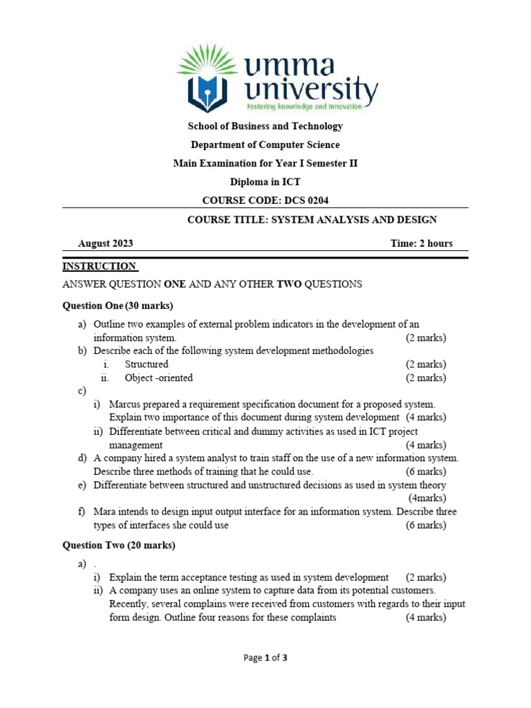 DCS 0204 System Analysis and DesignF | PDF | Systems Science | Information Science
