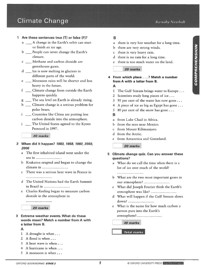 Climate Change Test and Activities | PDF