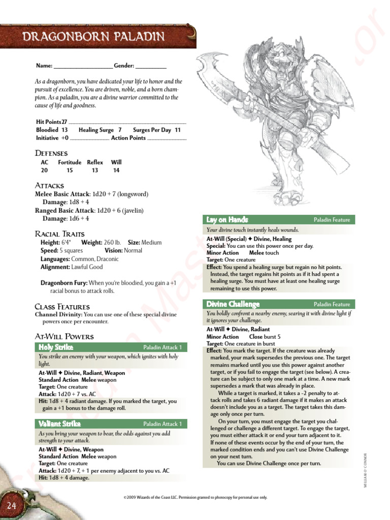 Pregen 4e Paladin | PDF