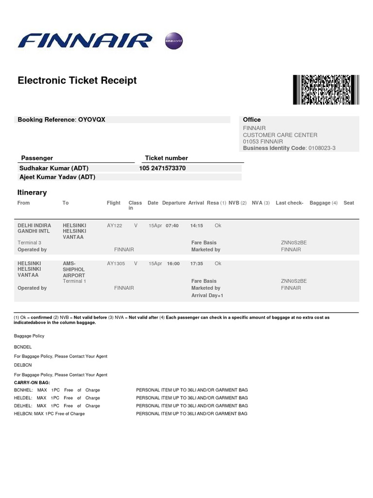 Your Electronic Ticket Receipt | PDF | Baggage | Civil Aviation
