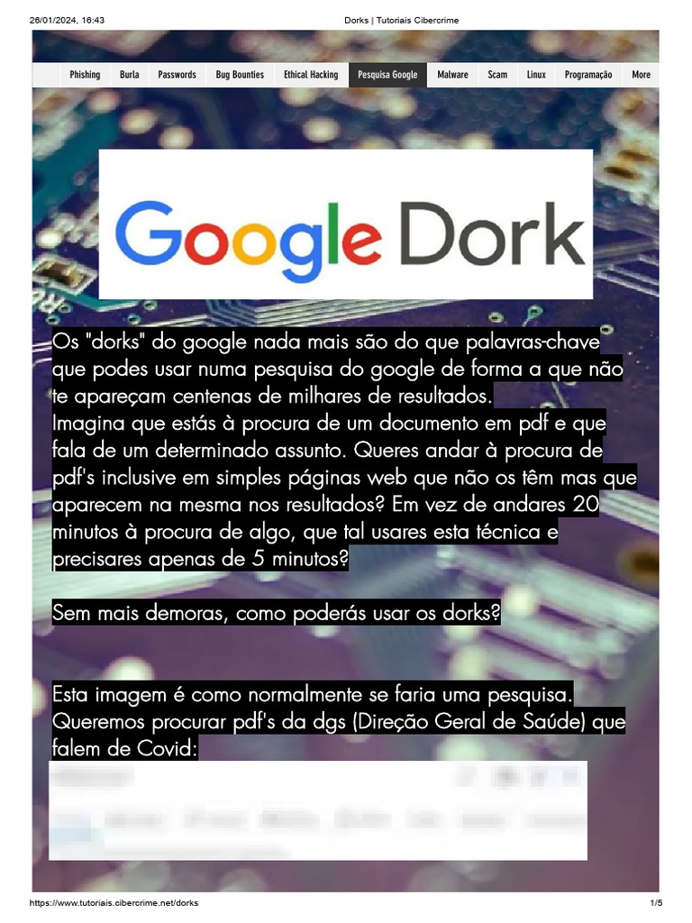 Guia Prático de Google Dorks | PDF | Linguagem de script | Crimes ...