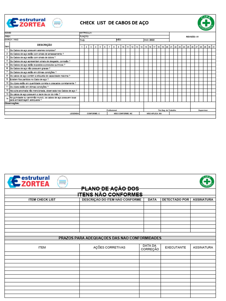 6 - Check List - Cabos de Aço V1 | PDF