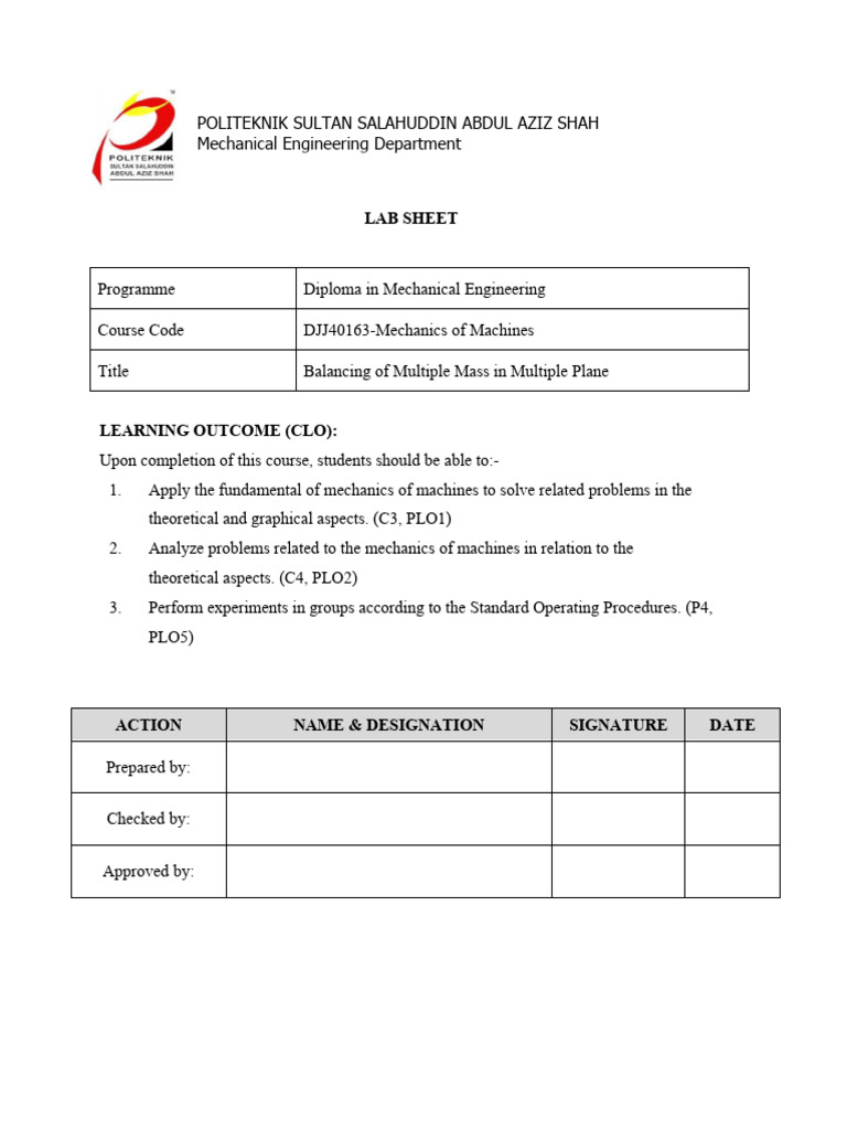 DJJ40163 LABSHEET Balancing Different Plane | PDF | Force | Experiment