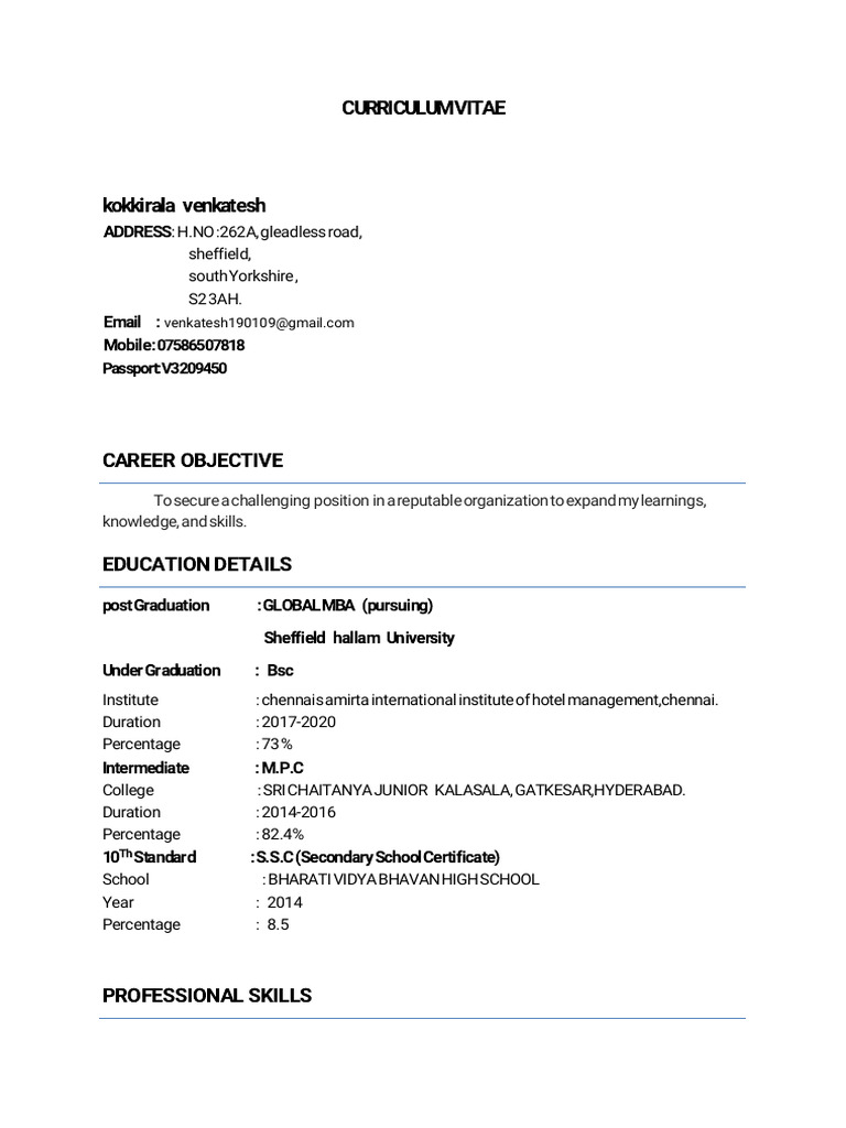 Curriculumvitae: Address | PDF