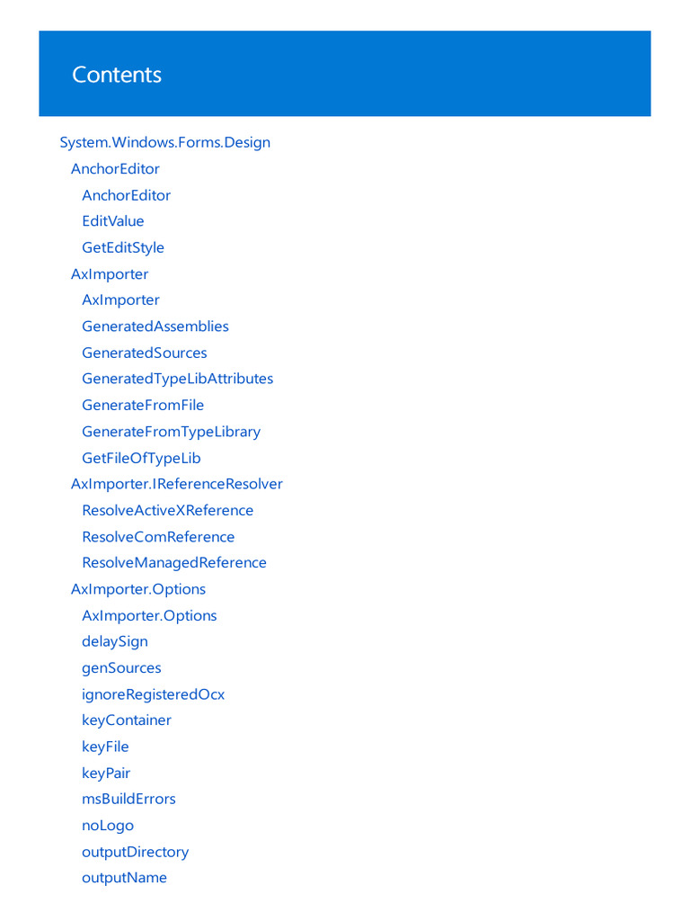 System Windows Forms Design Namespace Pdf Boolean Data Type Component Object Model