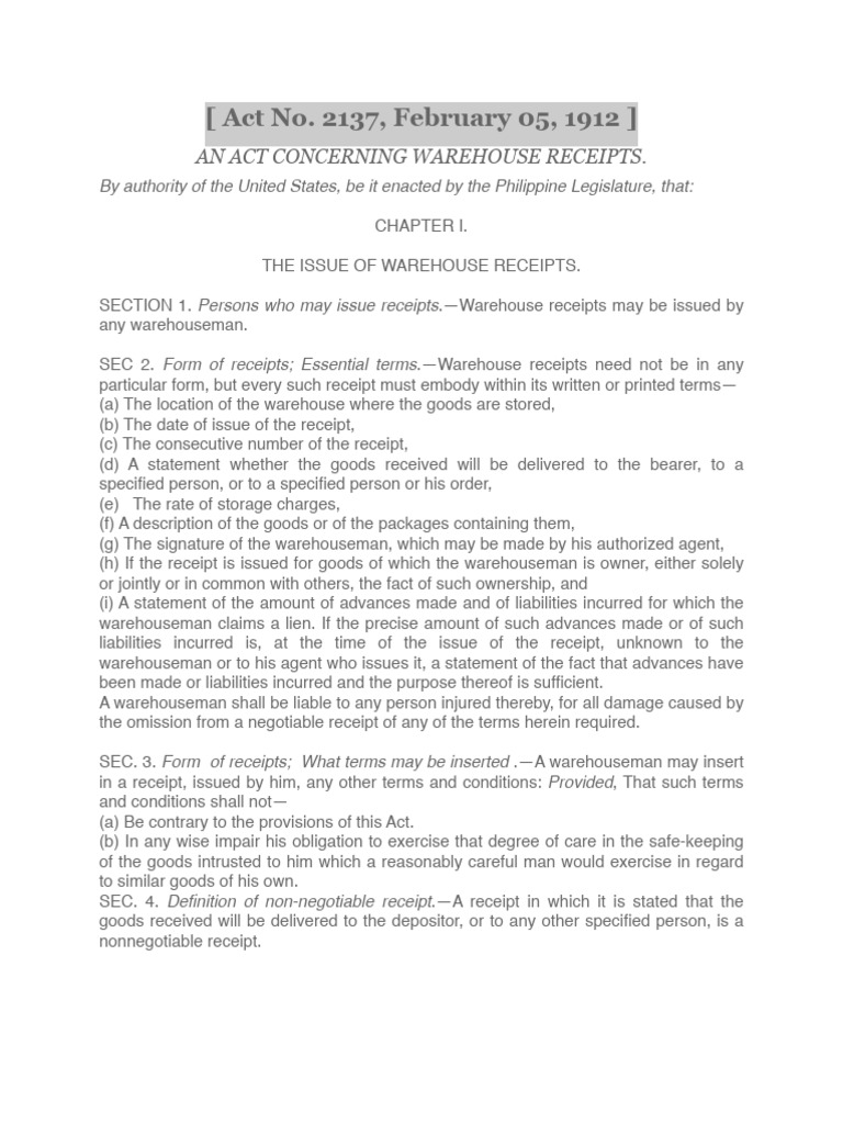 The Issue of Warehouse Receipts | PDF | Lien | Making False Statements