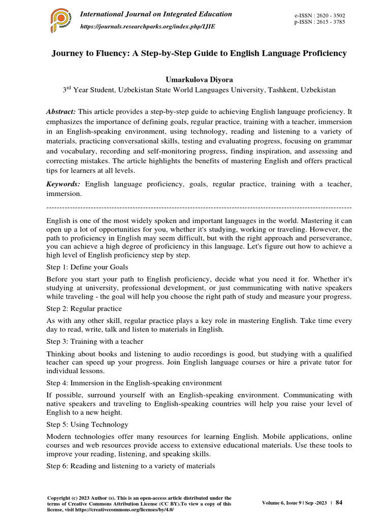 Journey To Fluency: A Step-by-Step Guide To English Language ...